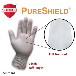 SHIRUDO PureShield Natural White Latex Disposable Glove (9"/6.0g/100pcs ...