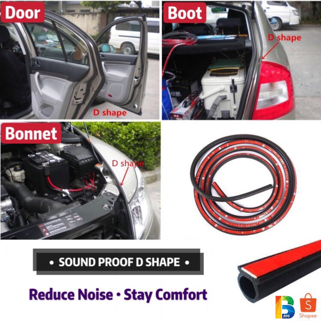 D SHAPE SOUND PROOF 4Meter Waterproof Side Seal Rubber 3M Tape Door ...