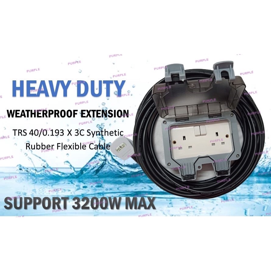 HEAVY DUTY IP66 Weatherproof/Waterproof Outdoor Trailing Extension ...