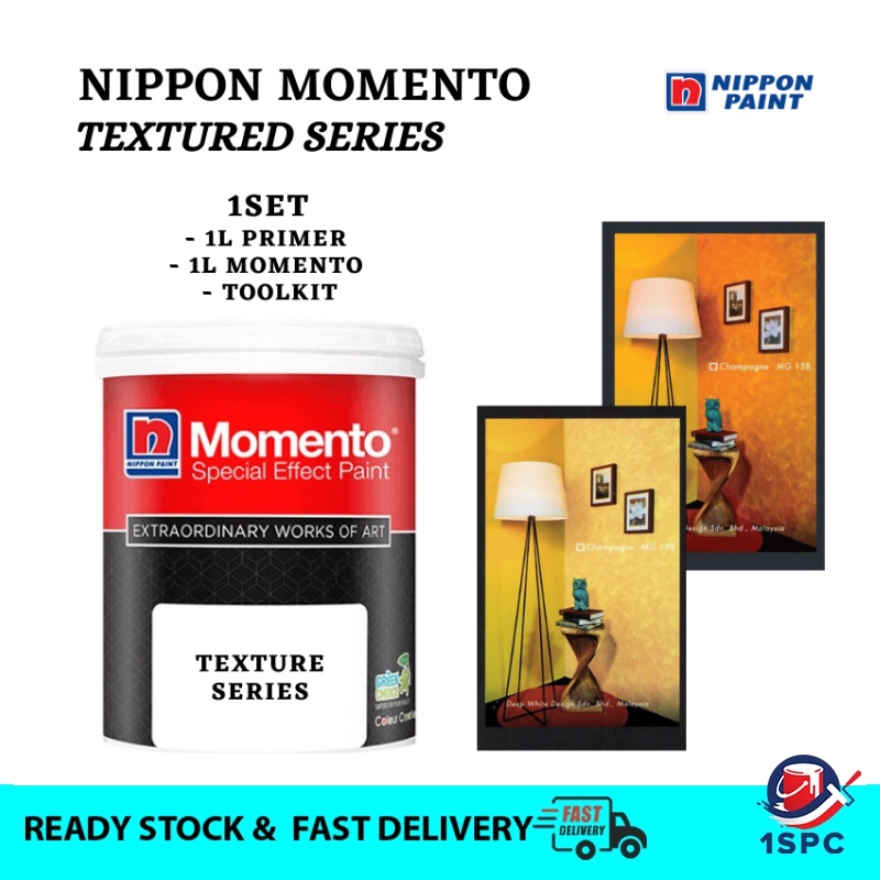 1L NIPPON PAINT Momento Textured Series - Elegant / Elegant Gold ...