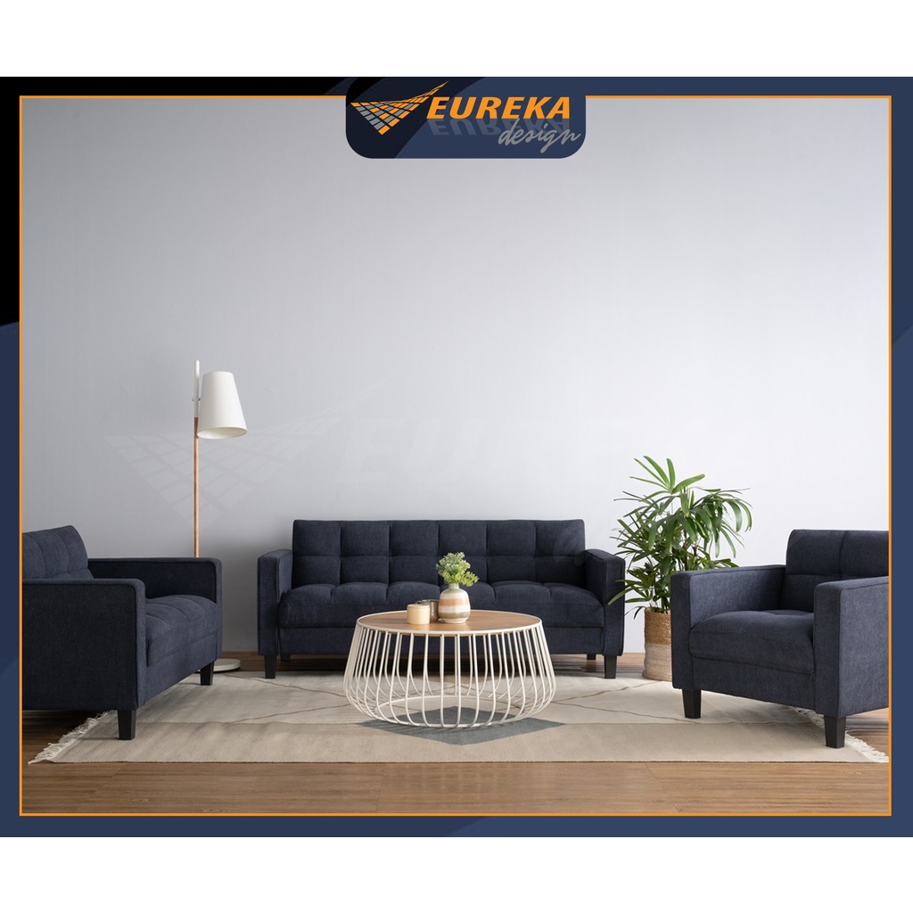 EUREKA DIY 123 Sofa Set Couch Living Modern Minimal Wood Fabric / Kerusi Kayu SIENTA (Self ...