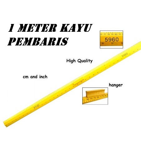 Wood Ruler 100cm 1 Meter with Handle / Pembaris Kayu Cikgu Sekolah ...