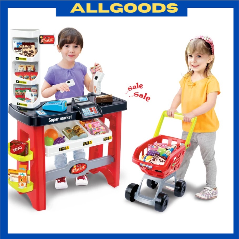 Mainan Kaunter Cashier Supermarket Pretend Toy Luxury Super market Play ...
