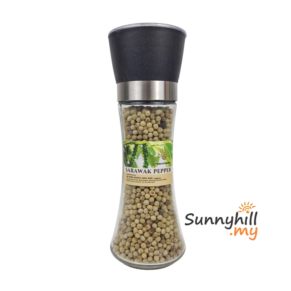 120g Sarawak White Pepper with Grinder Adjustable Ceramic Core with ...