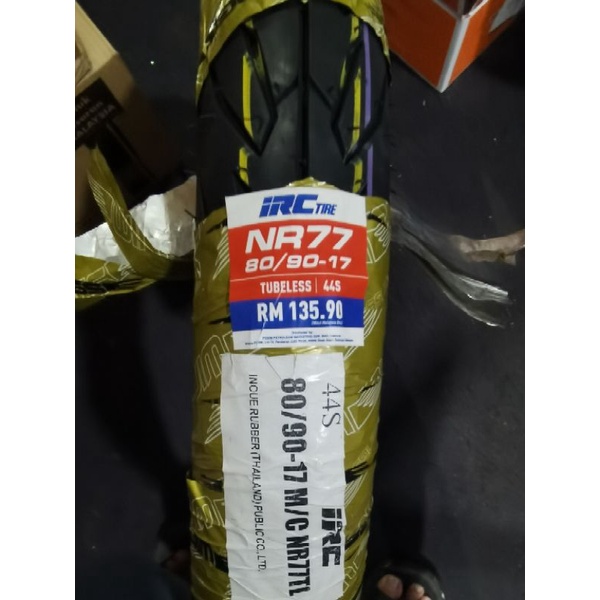(tahun 2022)80/90-17 IRC TIRE/TAYAR WINGS GOLD SERIES TIRE NR77 ...