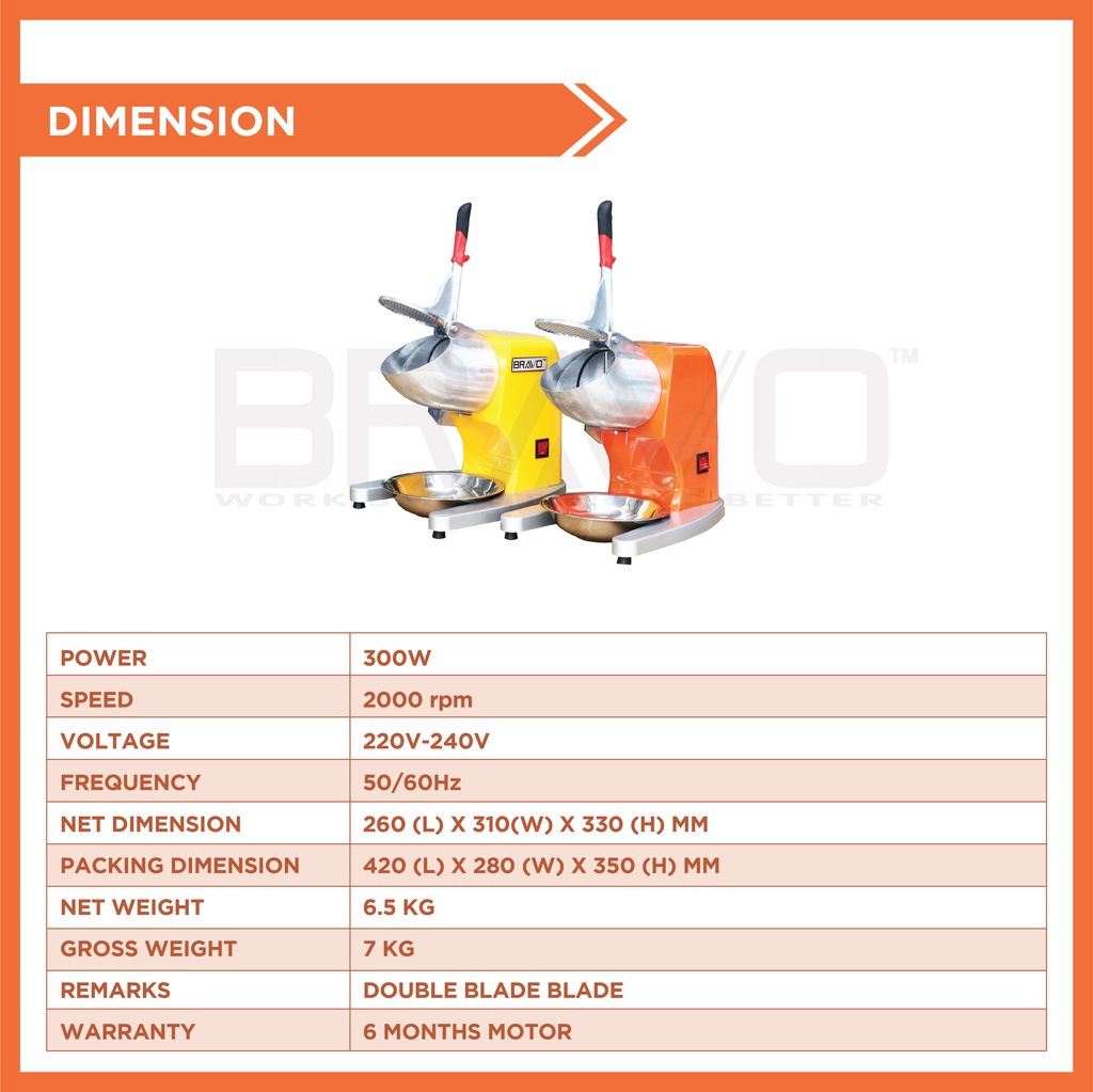 BRAVO Mesin Ais Kacang Ice Crusher Double Blade Ice Shaver Mesin Air ...