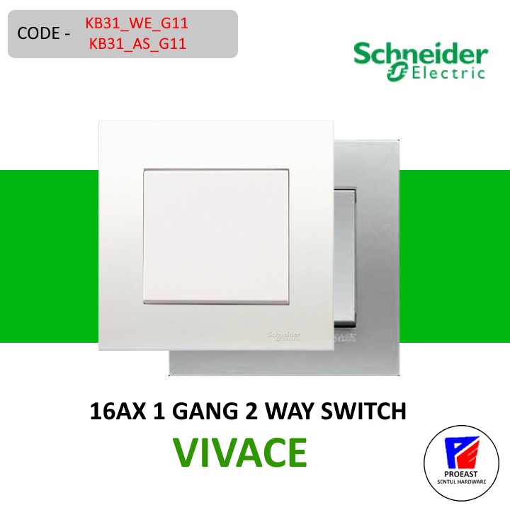 SCHNEIDER Electric Vivace 16AX 1 Gang 2-Way Switch/Staircase Light ...