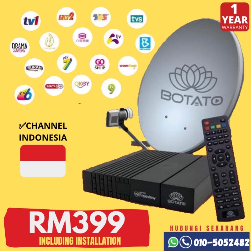 [FREE INSTALLTION AREA BALING] BOTATO SATELLITE TV BOX | Shopee Malaysia