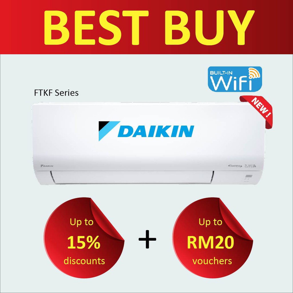 Daikin 1.0-2.5hp standard inverter air conditioner ftkf series r32 built-in wifi 7qpo | BeeCost