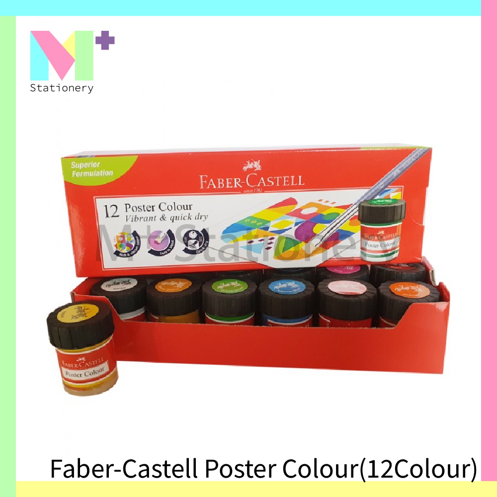 Faber-Castell Poster Colour 12 Color 15cc (Warna Poster) | Shopee Malaysia