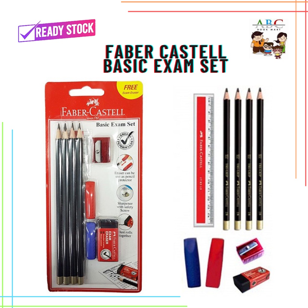 ( READY STOCK ) FABER- CASTELL BASIC EXAM SET FREE EXAM ERASER | Shopee ...