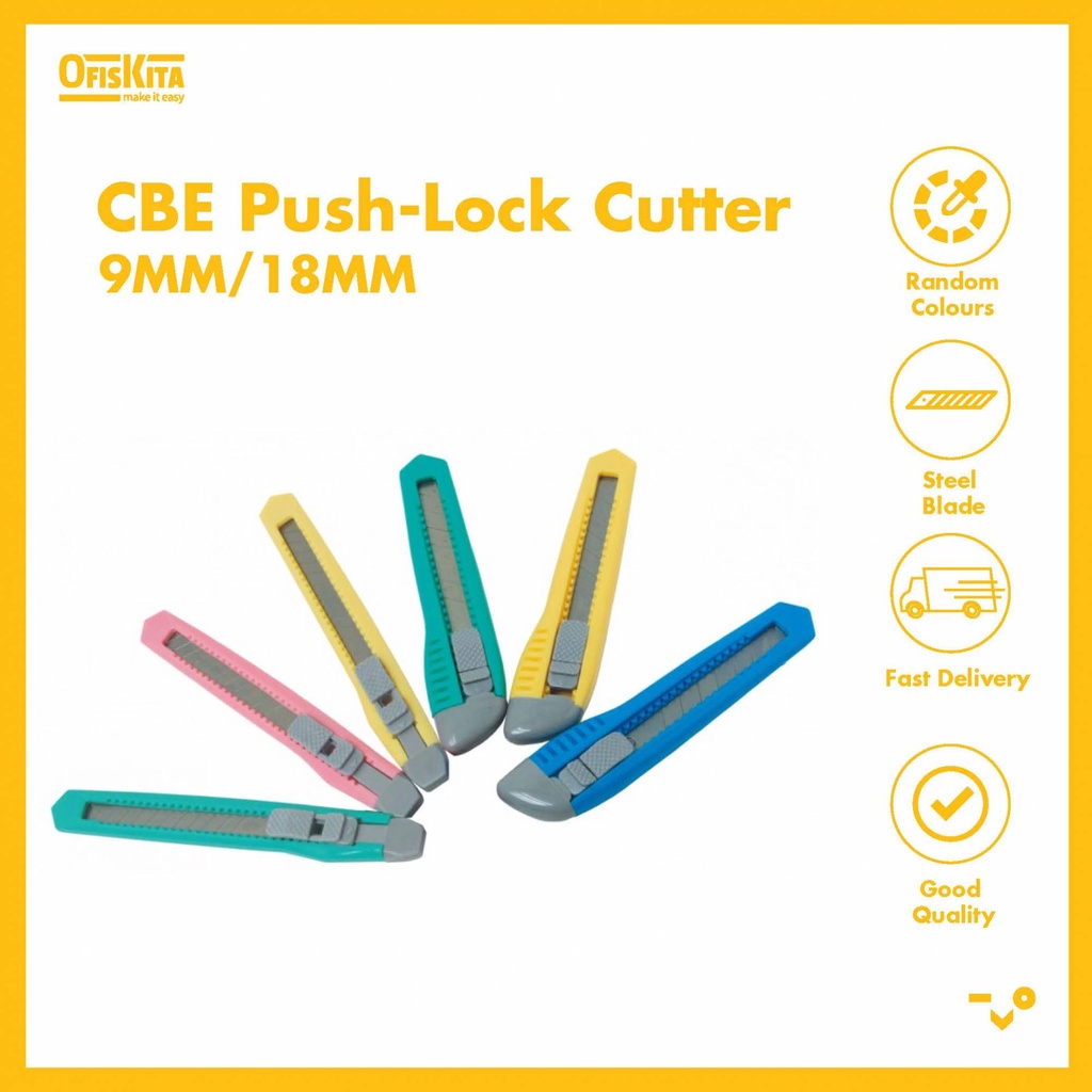 CBE Push-Lock Cutter 9MM/18MM (Random Colour) | Shopee Malaysia