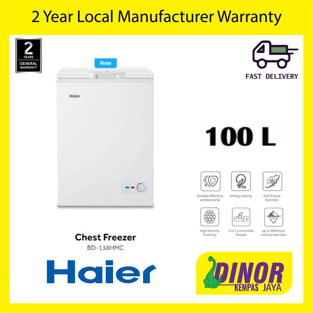Haier 100L Antibacterial Chest Freezer Convertible BD-138HMC | Shopee Malaysia