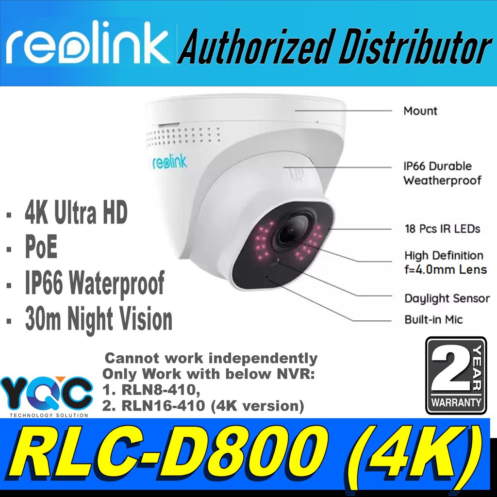 Reolink RLC-D800 8MP 4K Ultra HD CCTV Indoor Outdoor IP66 IP Camera ...