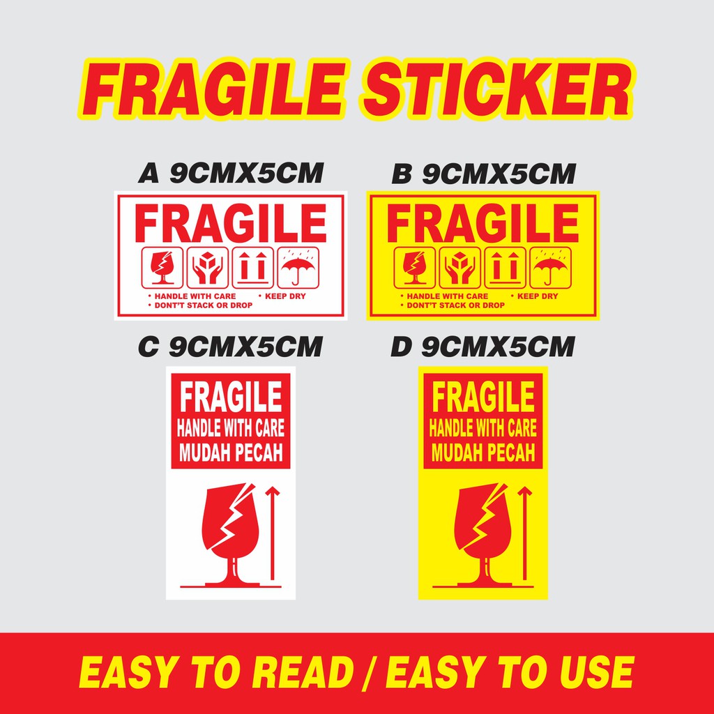 READY STOCK!! 18pcs Fragile Sticker / Mudah Pecah Sticker Fragile Label ...