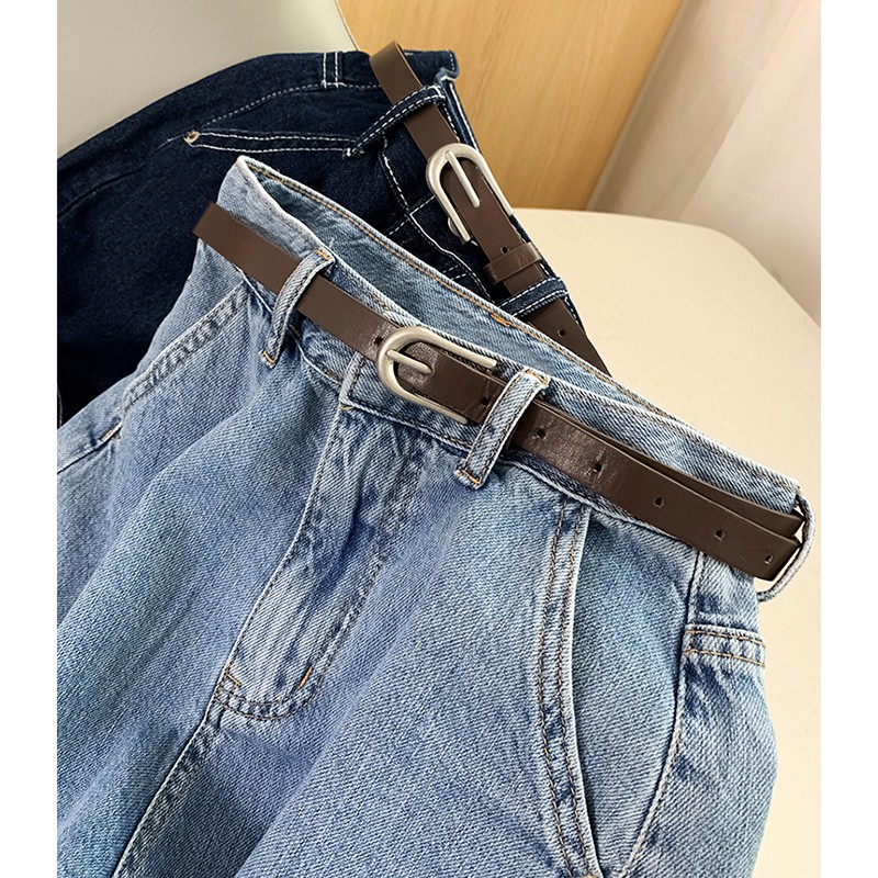 ☁ ┅Han Changliang Korean purchasing high-waisted giant thin with belt small A-shaped wide-leg ...