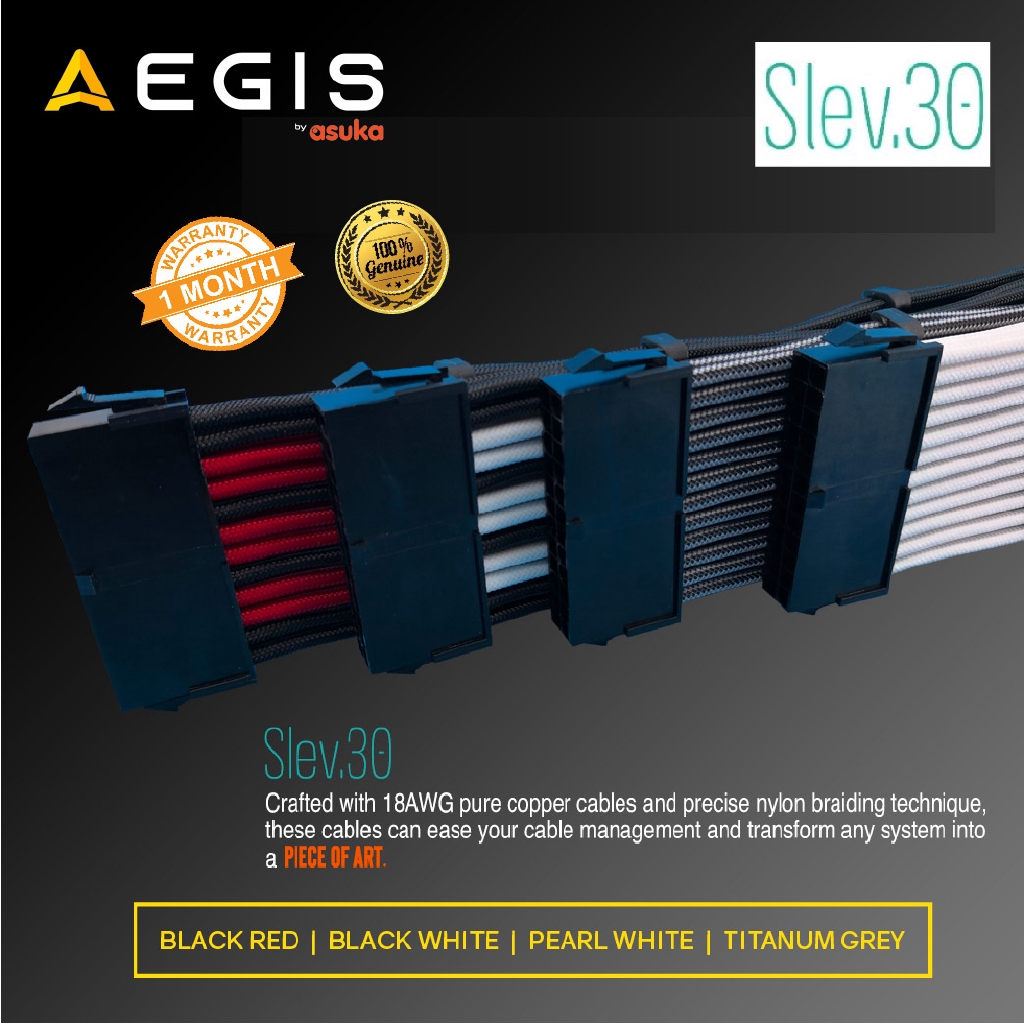 Slev.30 Premium Pre-Braided Modding Sleeved Cable (BlackRed ...