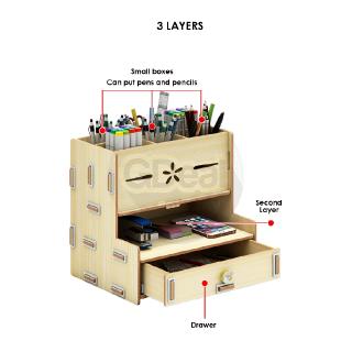 Rak Alat Tulis Rak Meja Rak Study Pen Holder Wooden Storage Box ...