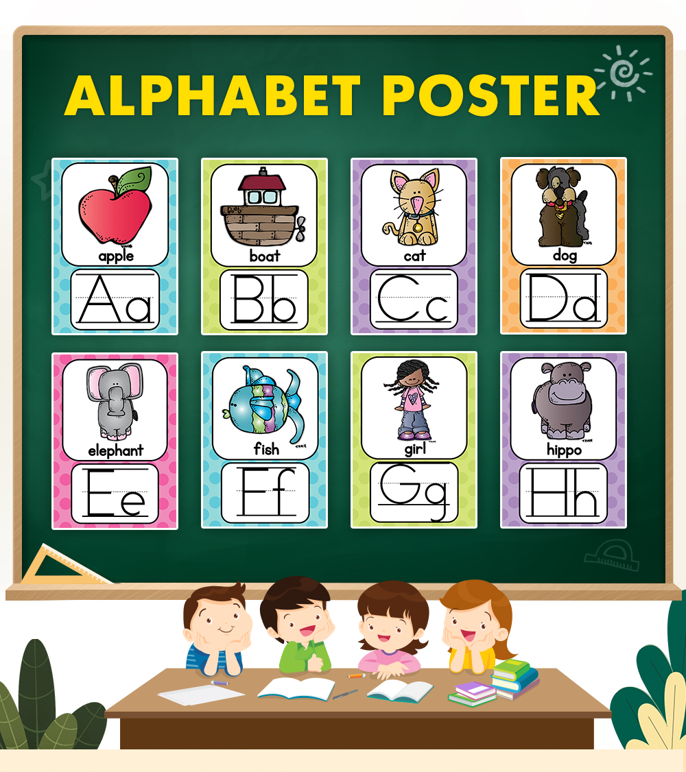 26 English Alphabets A4 Posters Kindergarten Classroom Decoration Baby ...