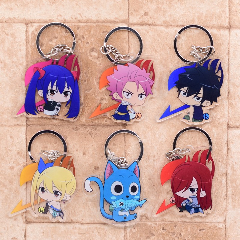 Fairy Tail Key Ring Cute Anime Figure Key Chain Pendant Cartoon ...