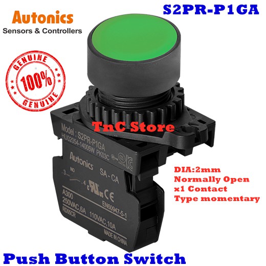 Autonics Push Button Switches S2PR-P1GA Green Push Button Dia 22mm S2PR ...