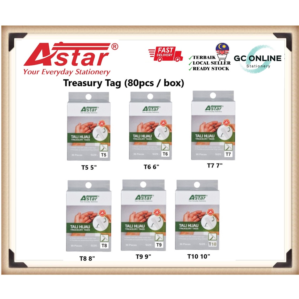 Astar Treasury Tags Tali Hijau 5T / 6T / 7T / 8T / 9T / 10T (80pcs/Box ...
