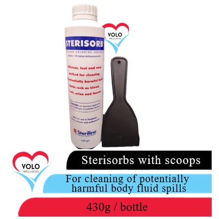 Sterisorbs 430g + 8pcs scoops (Stabilized Chlorine Biospill Absorbent ...