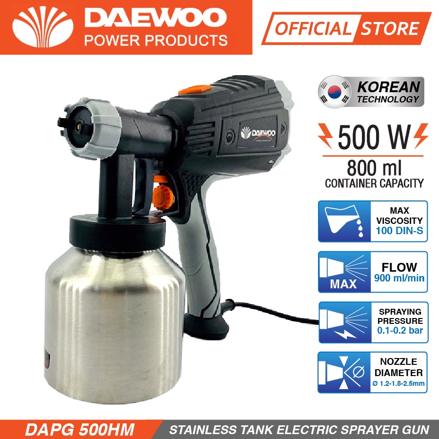 DAEWOO DAPG 500 HM 800mL STAINLESS STEEL TANK ELECTRIC SPRAYER GUN ...