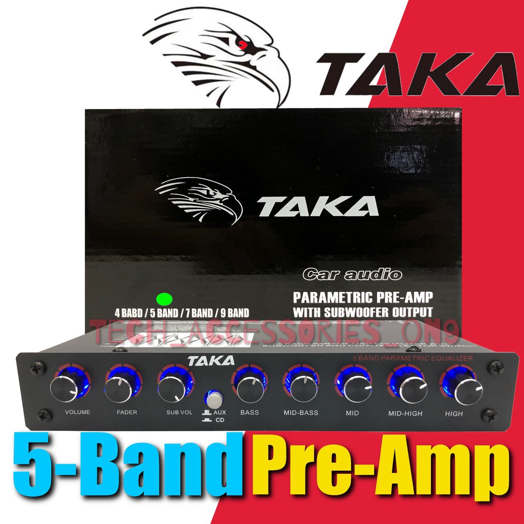 5-Band Pre-Amp TAKA Parametric Preamp with Subwoofer Output suitable ...