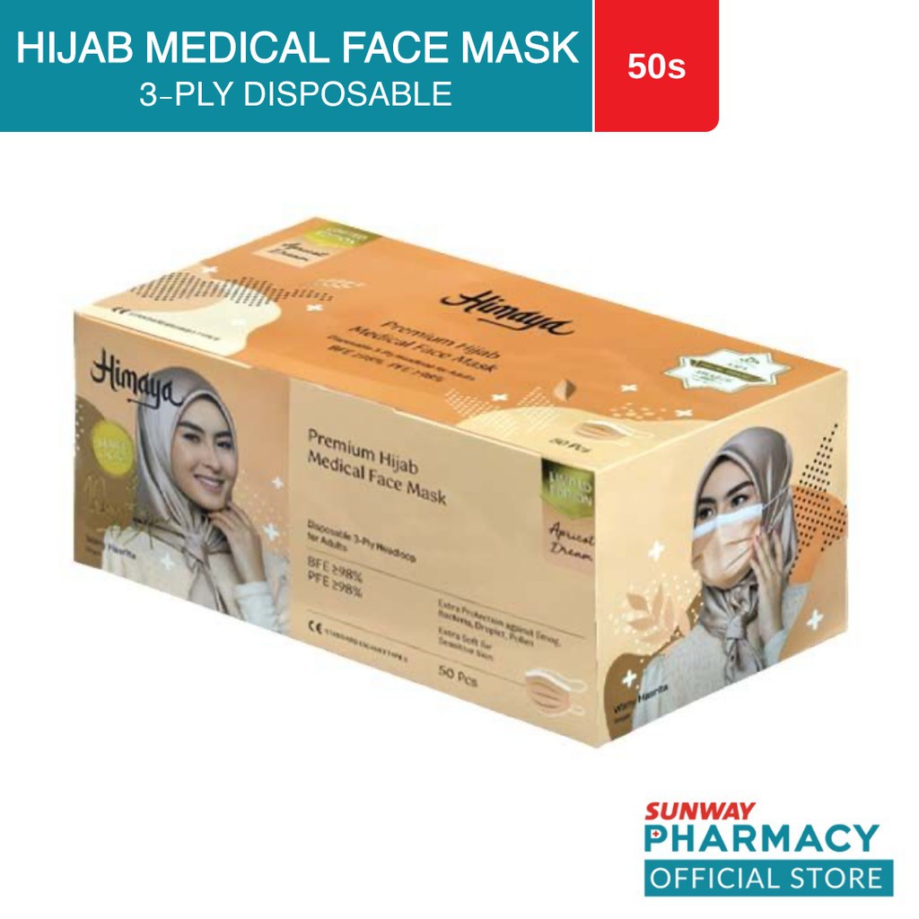 Himaya Premium Hijab Medical Face Mask - Apricot Dream (50's) | Shopee ...