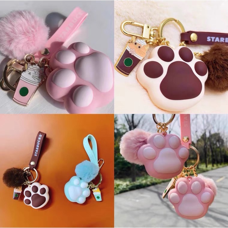 Starbucks Coffee Cat Claw Keychain Cute Silicone Paw Birthday Gift ...
