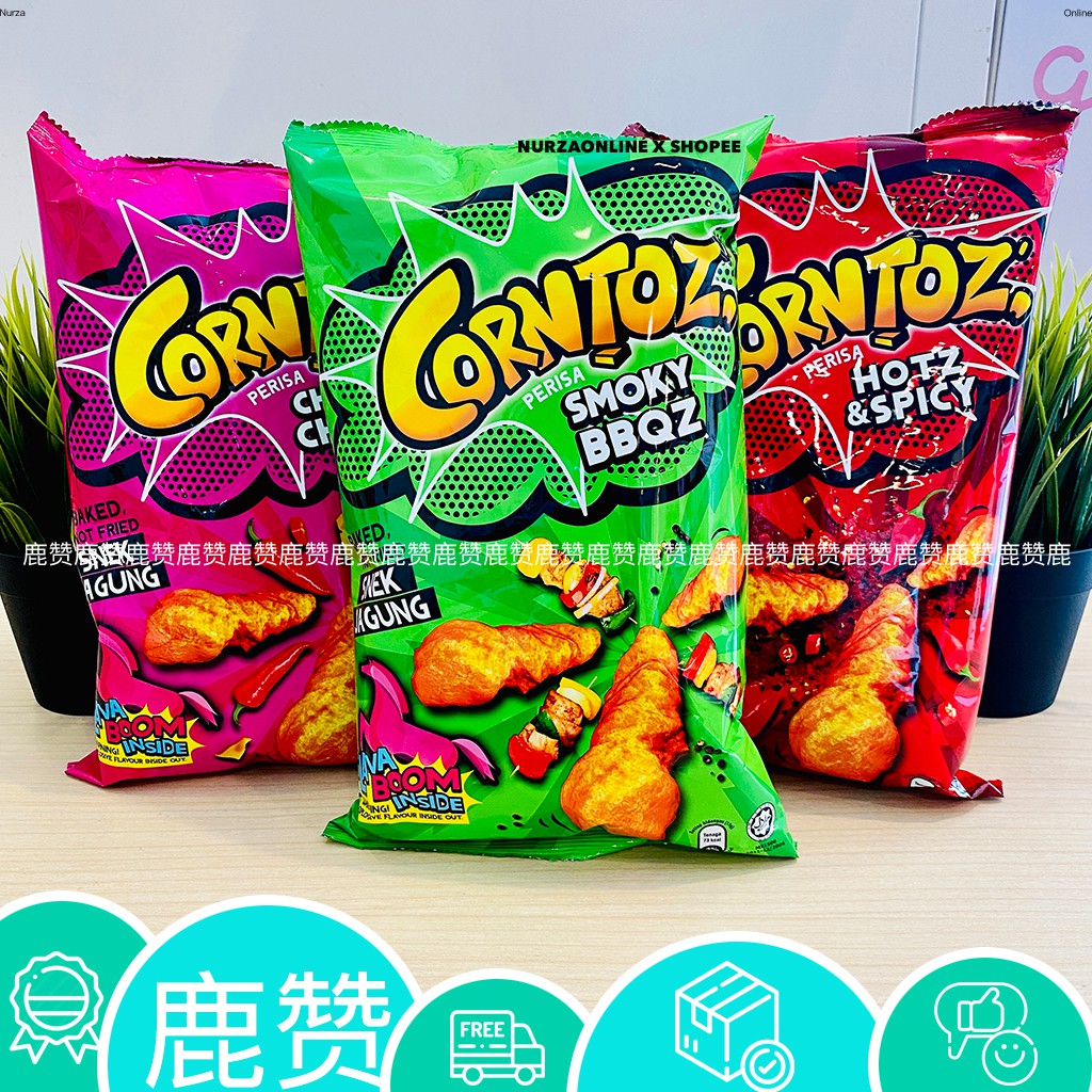 Mamee Corntoz Smoky BBQZ/ Chilli Cheez/ Hotz & Spicy Snacks 100g ...