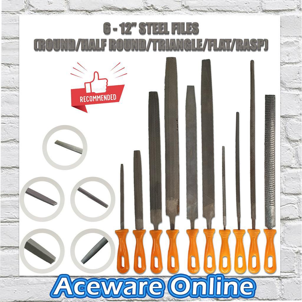 5" - 12" ROUND/ HALF ROUND/ TRIANGLE/ FLAT/ RASP STEEL FILE FOR ...