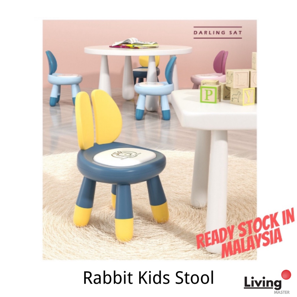 Kids Child Stool Rabbit Design Stackable Study Plastic Chair Non-Slip ...