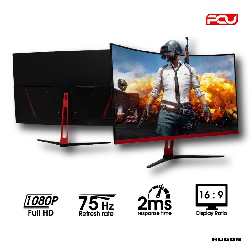 HUGON 22” 24” & 27” 32” Curved 75Hz FHD LED Monitor / Super Slim ...