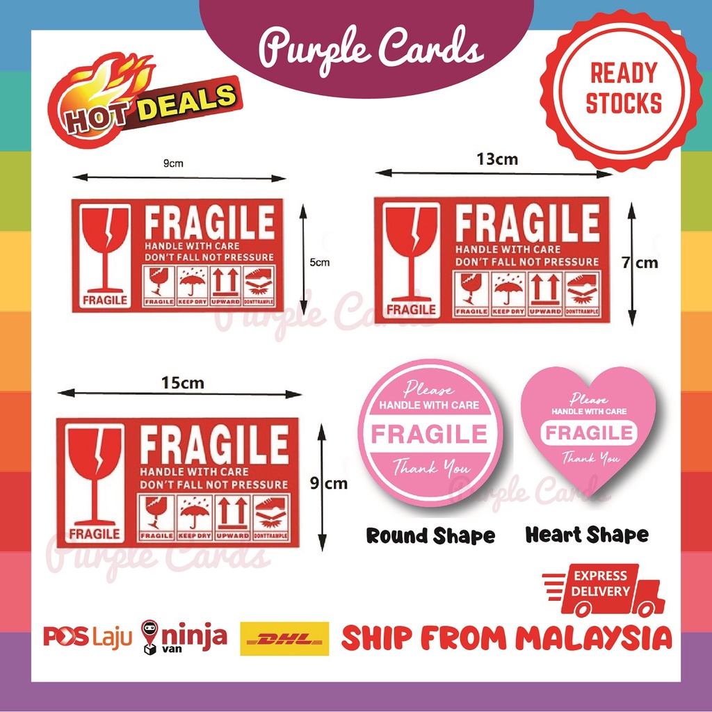 Fragile Sticker / Fragile Label Packaging / Stiker Mudah Pecah ...