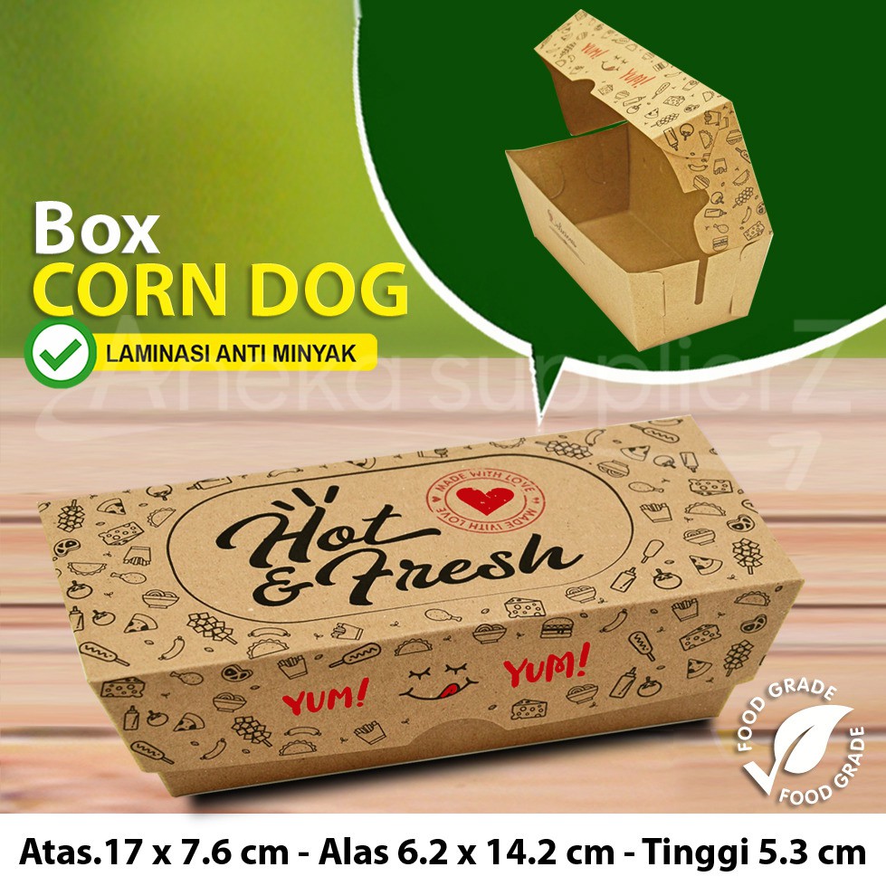 Corn Dog Box - Corndog | Raft Model - Brown KRAFT - HOT & Free (50 pcs ...