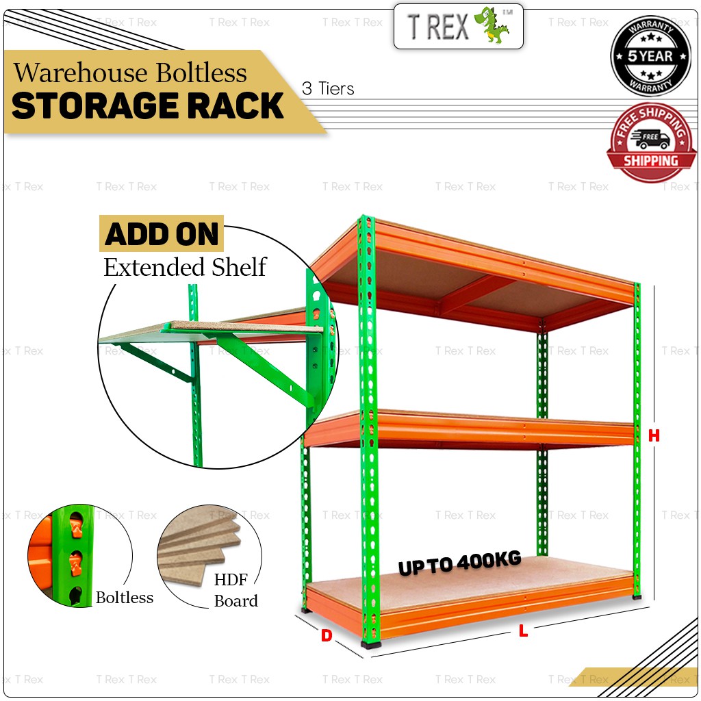 [FREE SHIPPING] T Rex 3 Tiers Warehouse Boltless Rack / Home Storage ...
