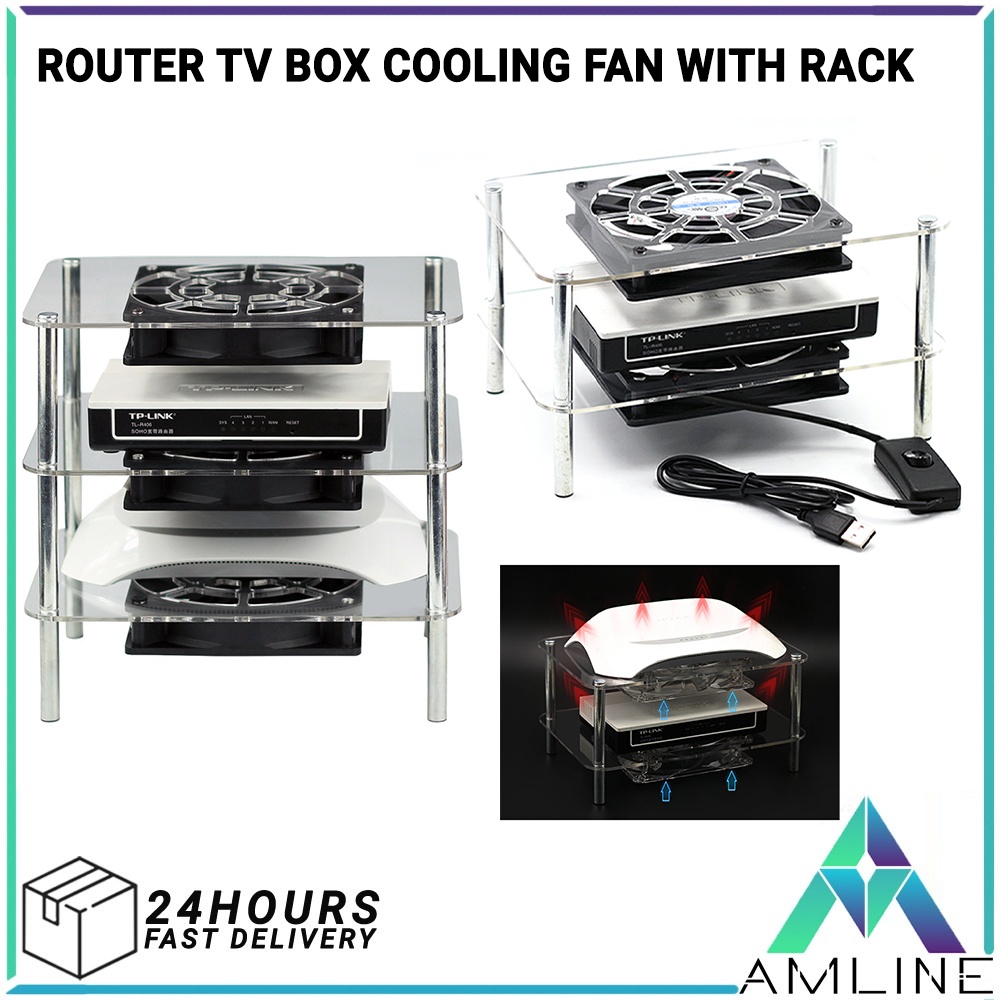 Router TV Box Media Box Cooling 2 Layers / 3 Layers Rack with 12cm USB ...