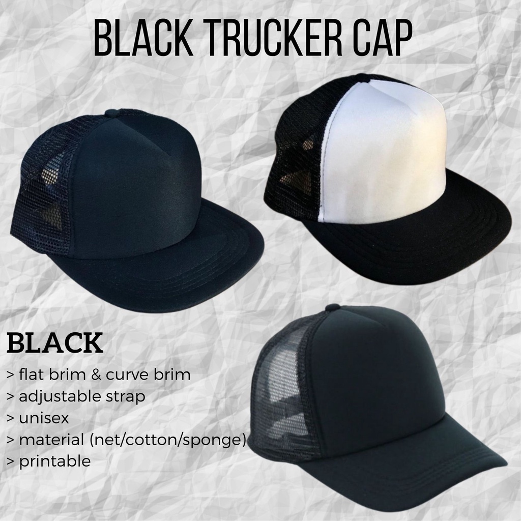 TOPI JARING HITAM / TRUCKER CAP / TOPI KOSONG / PLAIN CAP (printable ...