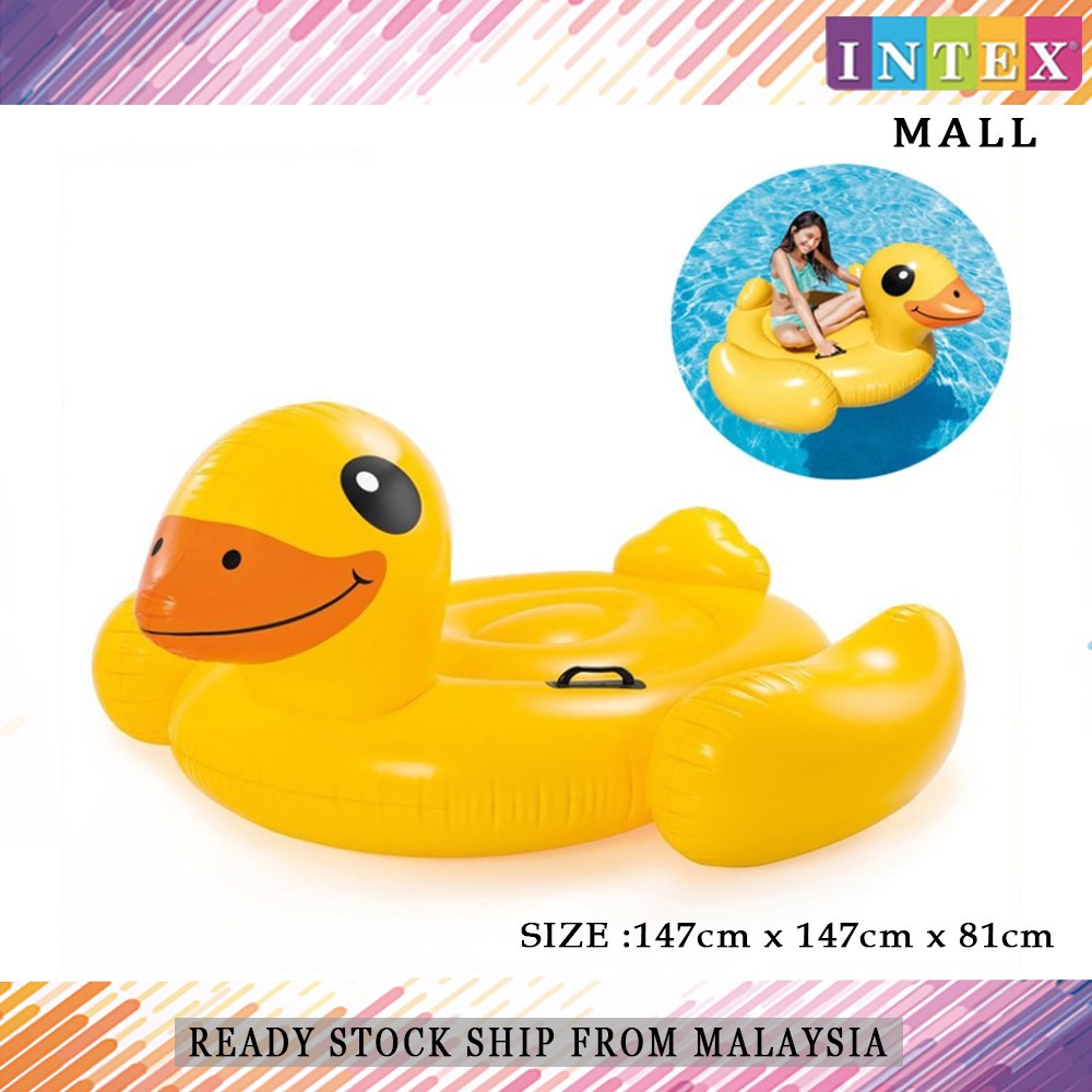 INTEX Yellow Duck Floating Adult Swimming Pool Float Ride-On Water Play ...