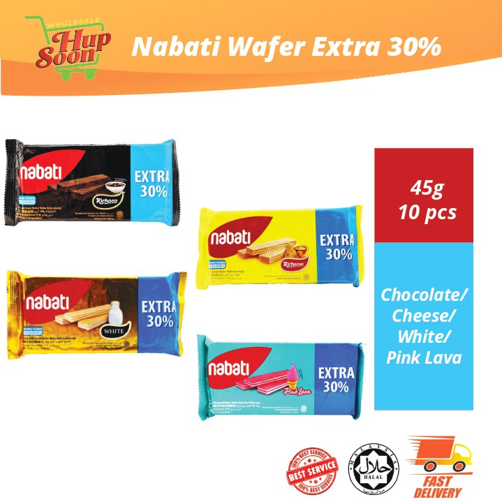 Nabati Wafer Extra 30% 45g x 10pcs (Richoco / Richeese / White / Pink Lava) | Shopee Malaysia