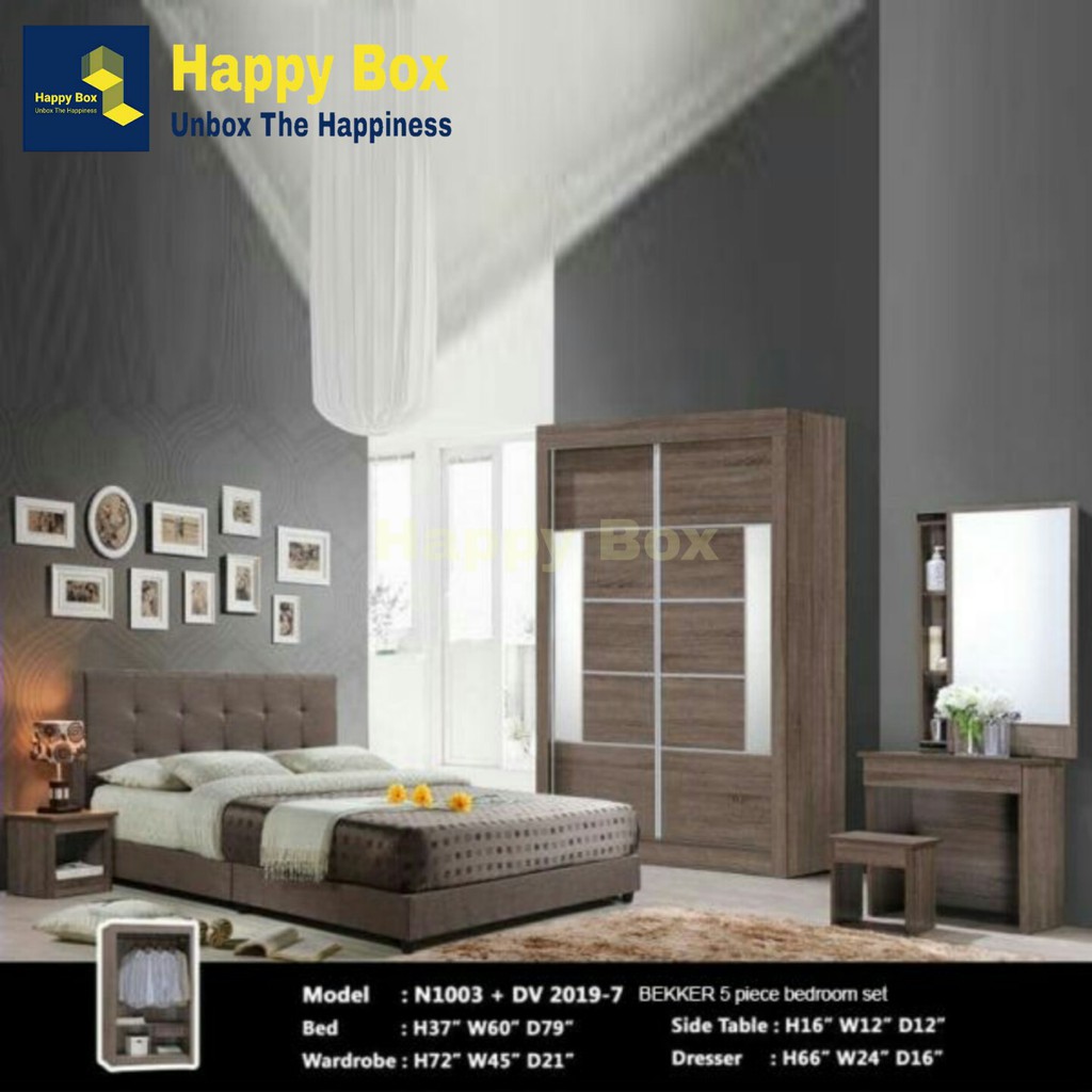 Happy Box Furniture 5 Pieces Queen Bedroom Set (With 4ft Wardrobe ...