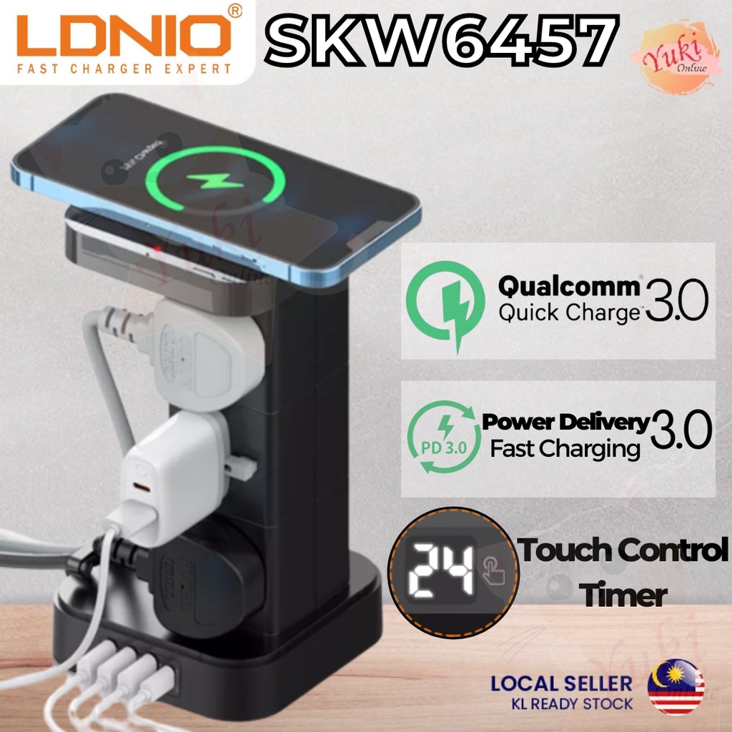 Tower Extension Plug with USB Charger Power Strip Ldnio SKW6457 ...