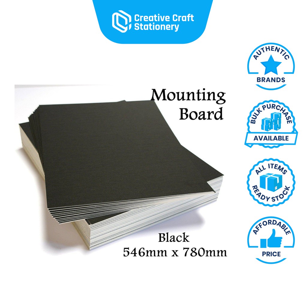 5pcs (L SIZE ) Black Mounting Board - 546 X 780 mm | papan frame art ...