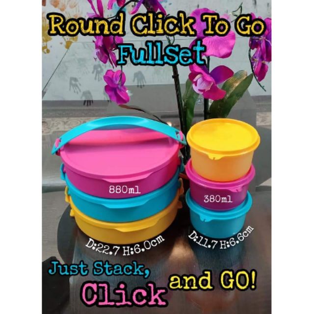 Tupperware Round Click To Go Full Set with PWP | Shopee Malaysia
