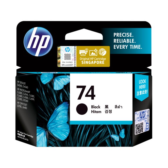HP 74 Black / 75 Tri-Color Inkjet Print Cartridge CB335WA CB337WA ...