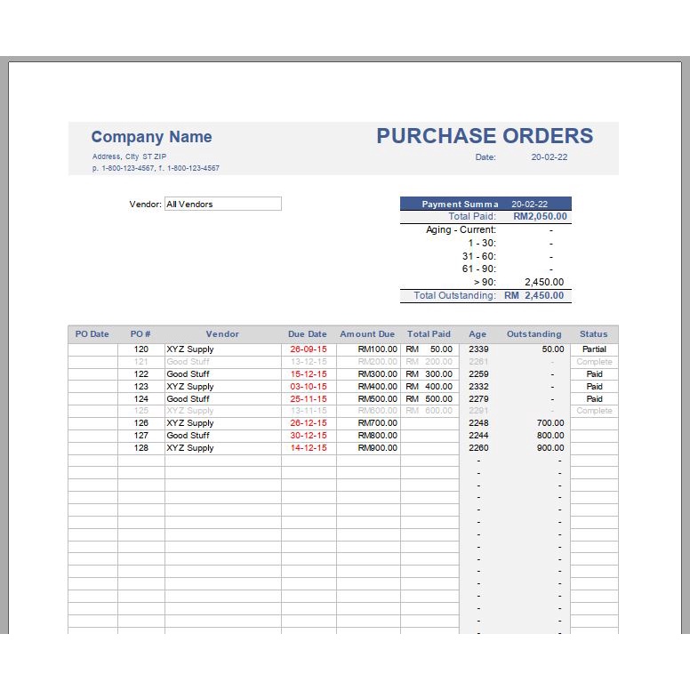 [#06] Microsoft Excel Purchase Order Tracker (PO02) / Contoh Template ...