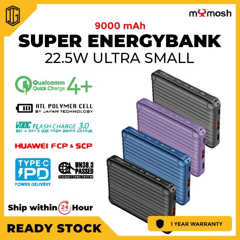 MYMOSH Super Energybank 9000 mAh 22.5W Ultra Small Powerbank QC4.0 VOOC ...