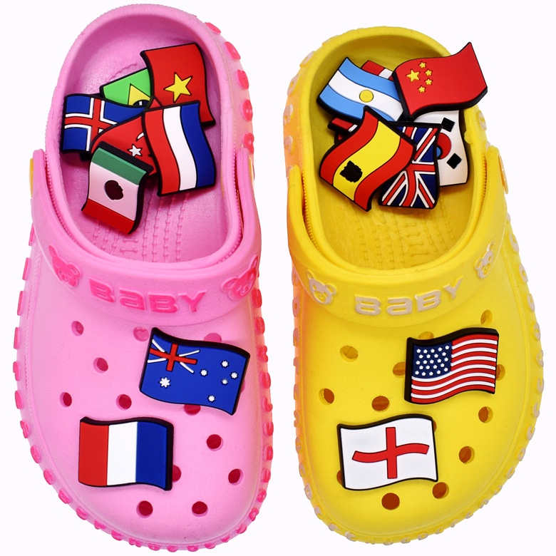 Cartoon Flags croc jibits Soft PVC Clog Charms Pins for croc Slippers ...